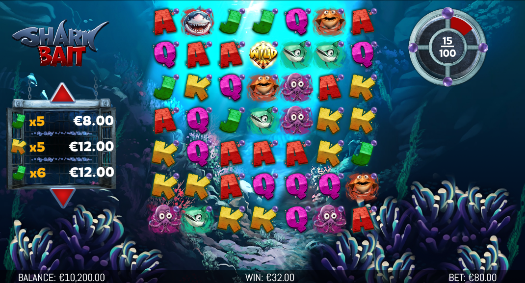 Shark Bait Demo | Play Free 7x7 Cluster Pays Slot by HungryBear
