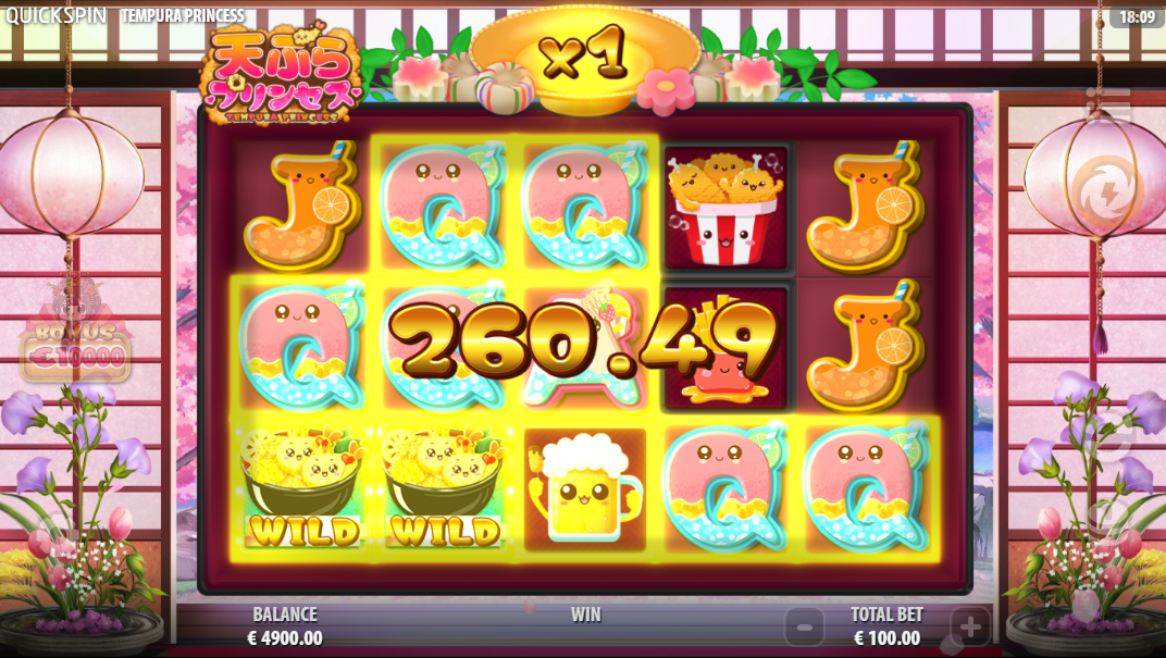 Tempura Princess Demo | Quickspin's Tumbling Multiplier Game