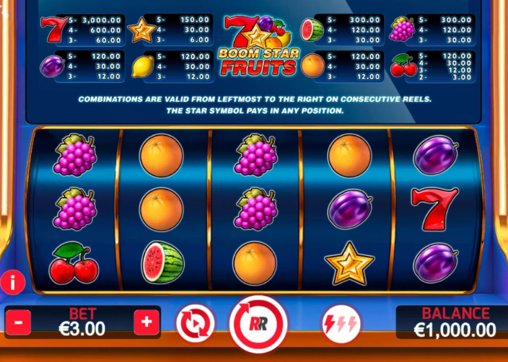 Boom Star Fruits (Red Rake Gaming) » Official Slot Demo & Review